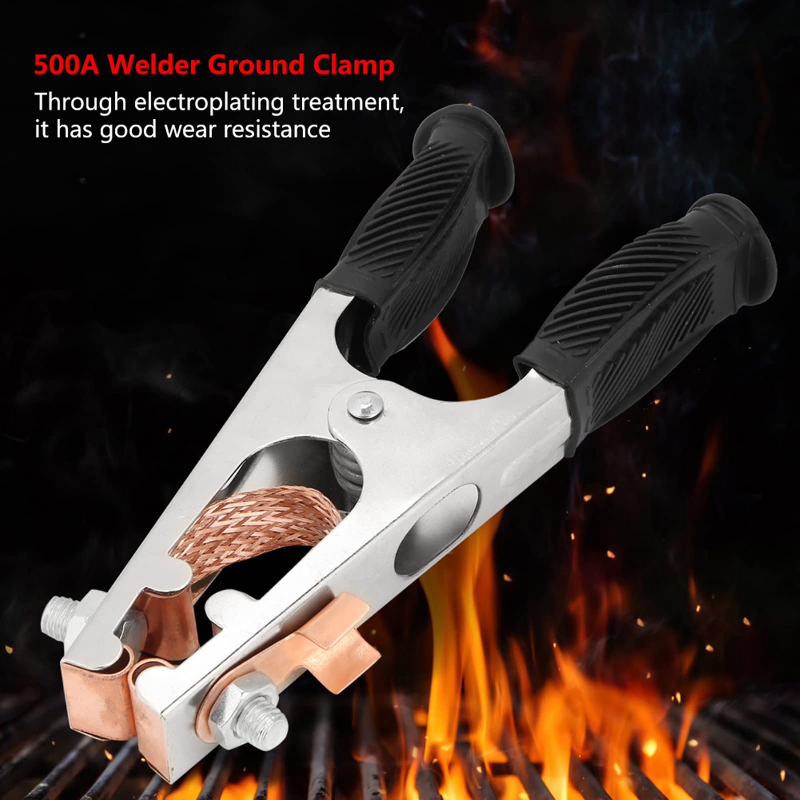 Haosie Welding Ground Clamp, 500A Electroplated Welding Earth Clip, Copper Grounding Clamp for Manual Welder(US Type)