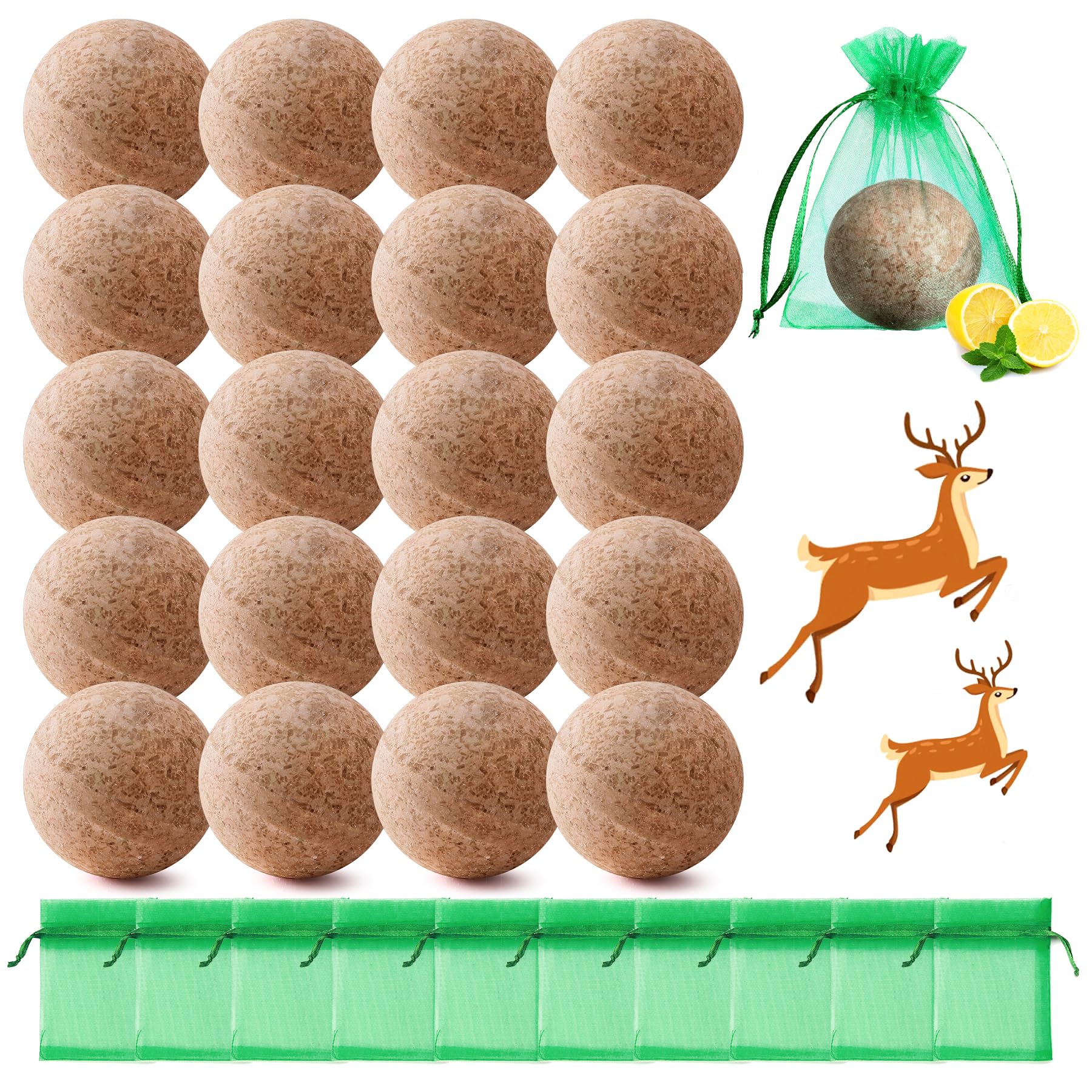 MAGIC CAT Deer Repellent Outdoor, 20 Pack Natural Peppermint Oil Deer and Rabbit Away Repellent for Plants Pet Family Safe, Deer Deterrent for Garden Yard Lawn Tree Protection