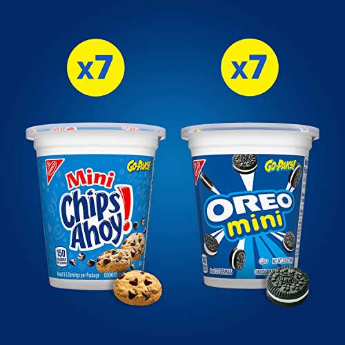 OREO Mini Cookies & CHIPS AHOY! Mini Cookies Go-Cup Cookies Variety Pack, 14 Go-Paks