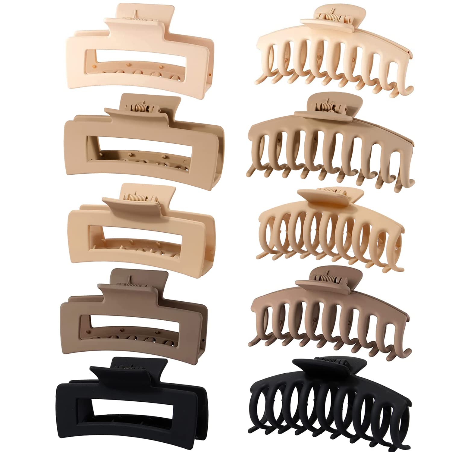 FDBJulyy 10 PCS 4.4' Large Hair Clips for Girls, Women Thick Hair & Thin Hair, 90's Vintage Claw Clips, 5 Colors, Strong Hold Matte Clip for Hair