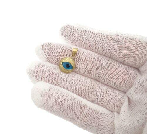 Evil Eye Pendant 14k Yellow Gold Blue Charm