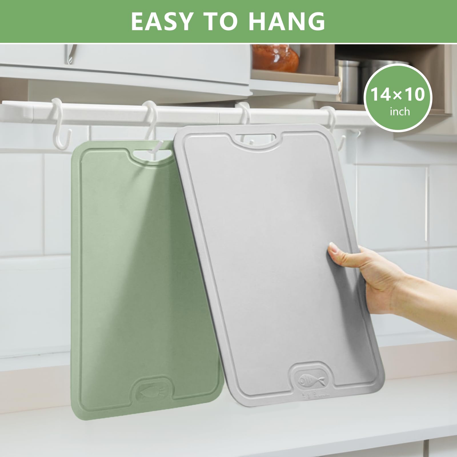 Gintan Flexible TPU Cutting Board with Knife and Juice Groove, BPA Free Flexible Chopping Boards for Kitchen Dishwasher Safe Easy Grip Handle(Grey)