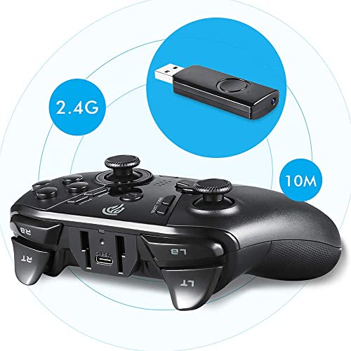 EasySMX Wireless Gaming Controller for Windows PC/PS3/Android TV BOX, Dual Vibration Plug and Play Gamepad Joystick with 4 Customized Buttons, Battery Up to 14 Hours, Work for Nintendo Switch (Renewed)
