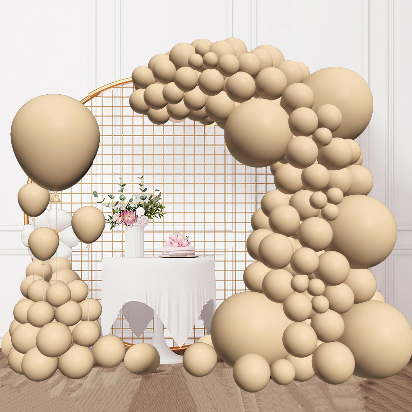 COVANNI 122pcs Nude Balloons Different Sizes 36 18 12 10 5 Inch Nude Balloon Garland Arch Kit Extra Large Balloons for Baby Shower Graduation Birthday Wedding Party Decoration (Nude)