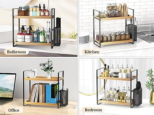 LEMIKKLE Bathroom Countertop Organizer, Bathroom Counter Perfume Tray and Vanity Organizer,Skincare Organizers for Vanity with Basket,Storage Organizers for Bathroom, Kitchen, Dresser