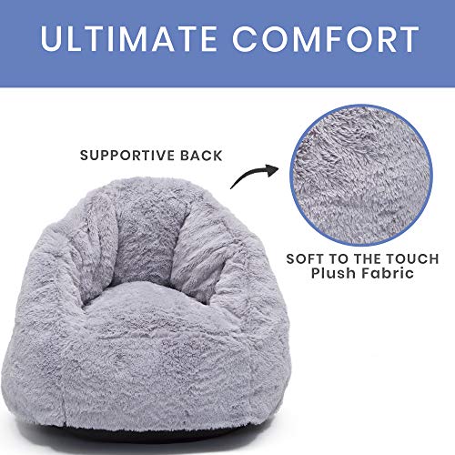 Delta Children Cozee Fluffy Chair, Toddler Size (for Kids Up to 6 Years Old), Grey