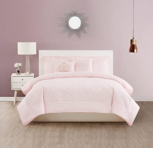 Juicy Couture – Comforter Set, Dovona Design Bed Sheets, Queen Bedding, 5 Piece Set Includes 1 Comforter, 2 Shams and 2 Decorative Pillows, Wrinkle Resistant and Anti Pilling,Pink Blush