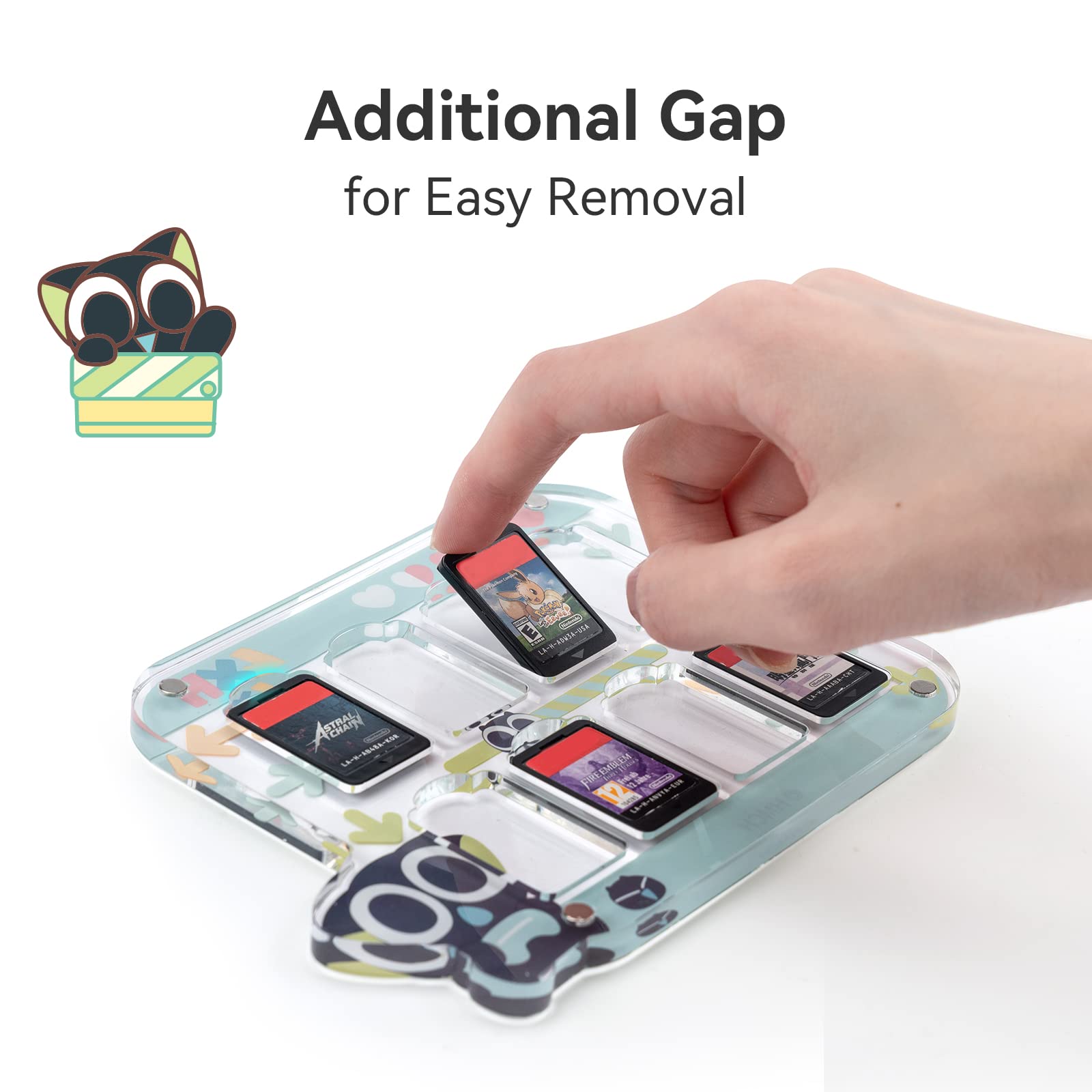 GeekShare Acrylic Switch Game Card Case-Switch Game Holder Case with 8 Game Card Slots Cartridge-Game Card Carrying Storage Box Compatible with Nintendo Switch -- The HEI Series