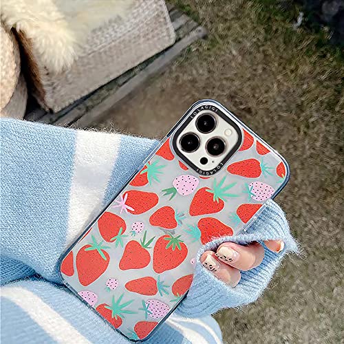 LOLAGIGI for iPhone 14 Pro Case for Women, Cute Strawberry Print Girly Design Kawaii Fruit Cartoon Pattern for Girls Teens Soft Clear TPU Case Cover for iPhone 14 Pro (6.1")