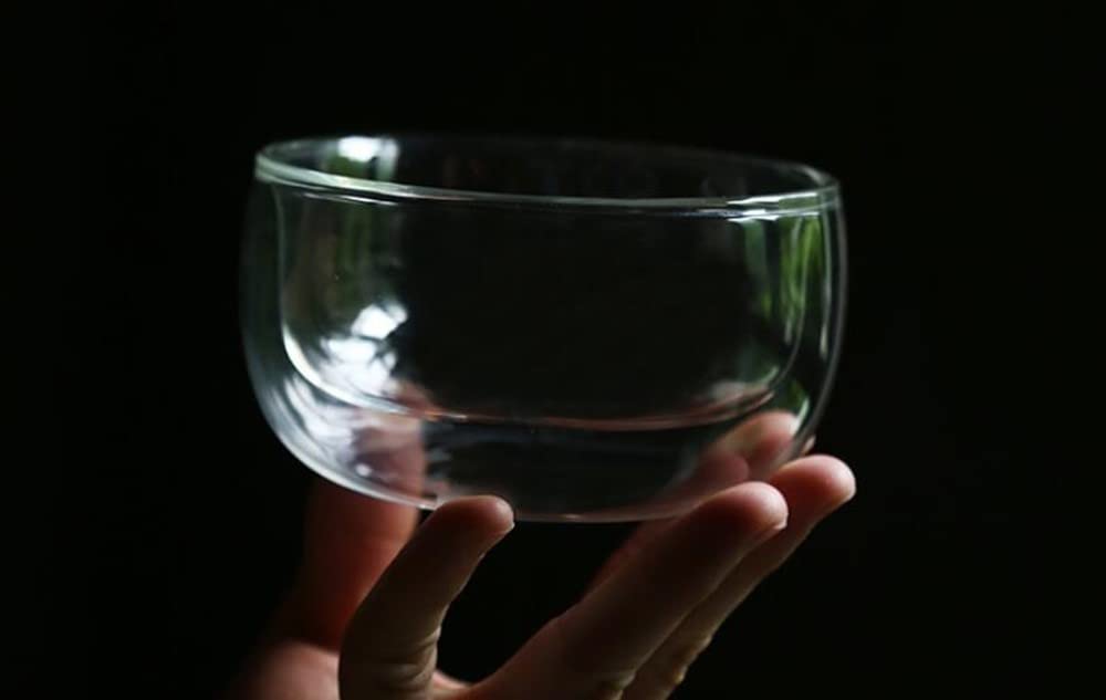 GracesDawn high temperature resistant double layer glass bowl borosilicate heat-resistant glass tableware transparent fruit salad bowl (800ml（27OZ）)