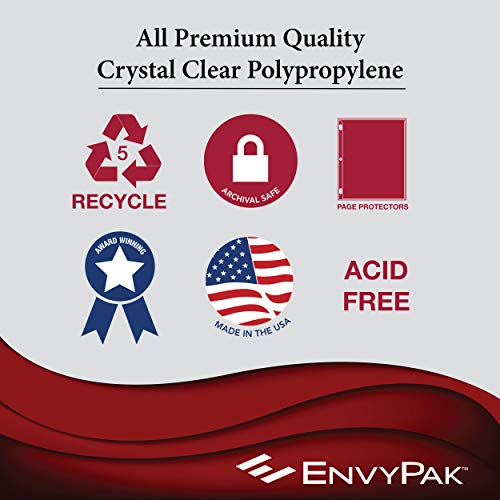EnvyPak Platinum Series 4 Pocket Trading Card Page for Mini Binders - Pack of 20 Pages