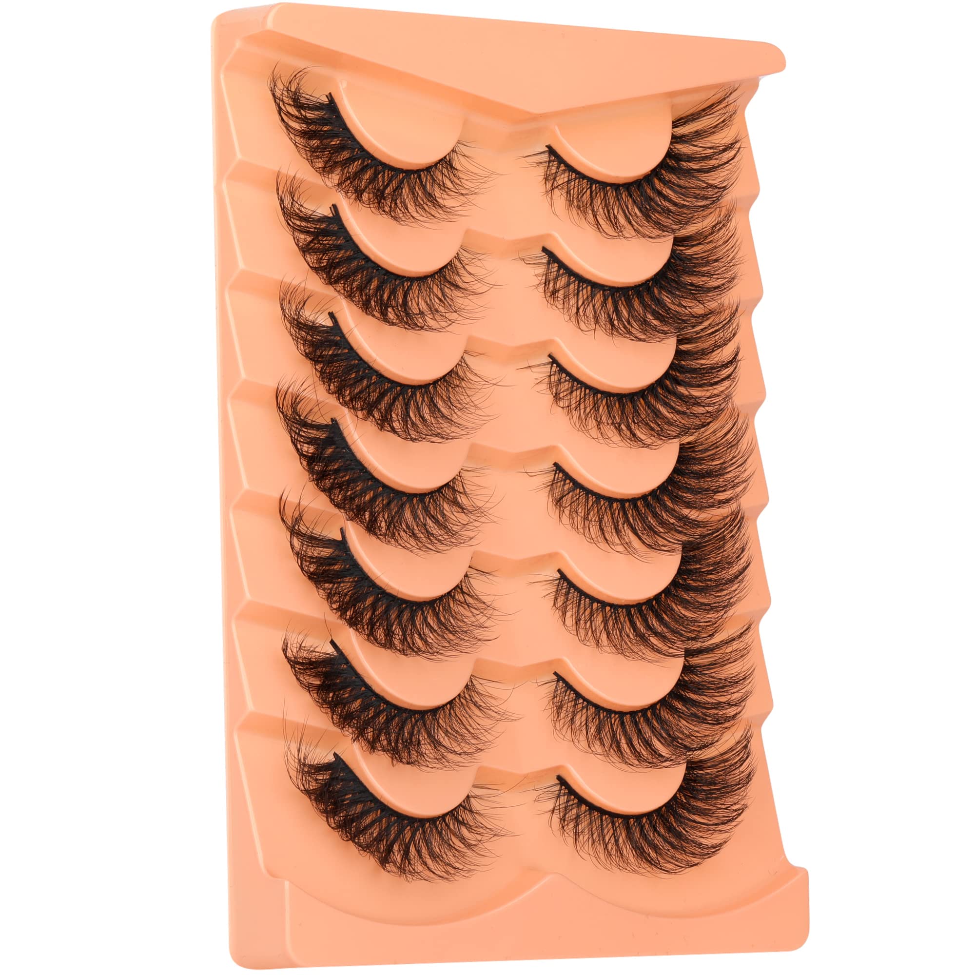 False Eyelashes Cat Eye Lashes Wispy Fluffy Fox Eye Lashes Natural Look Mink 8D Volume Curly Fake Eyelashes Dramatic Full Strip Lashes Pack by GVEFETIEE