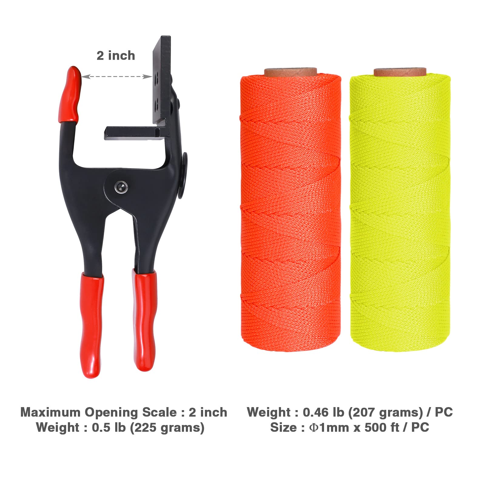 Goldblatt 4 Pieces Concrete Tools Set, Including 2 Mason Line Clamps and 2 Masonry Line Rolls (Red/Orange), for Construction Masonry Measurement Use