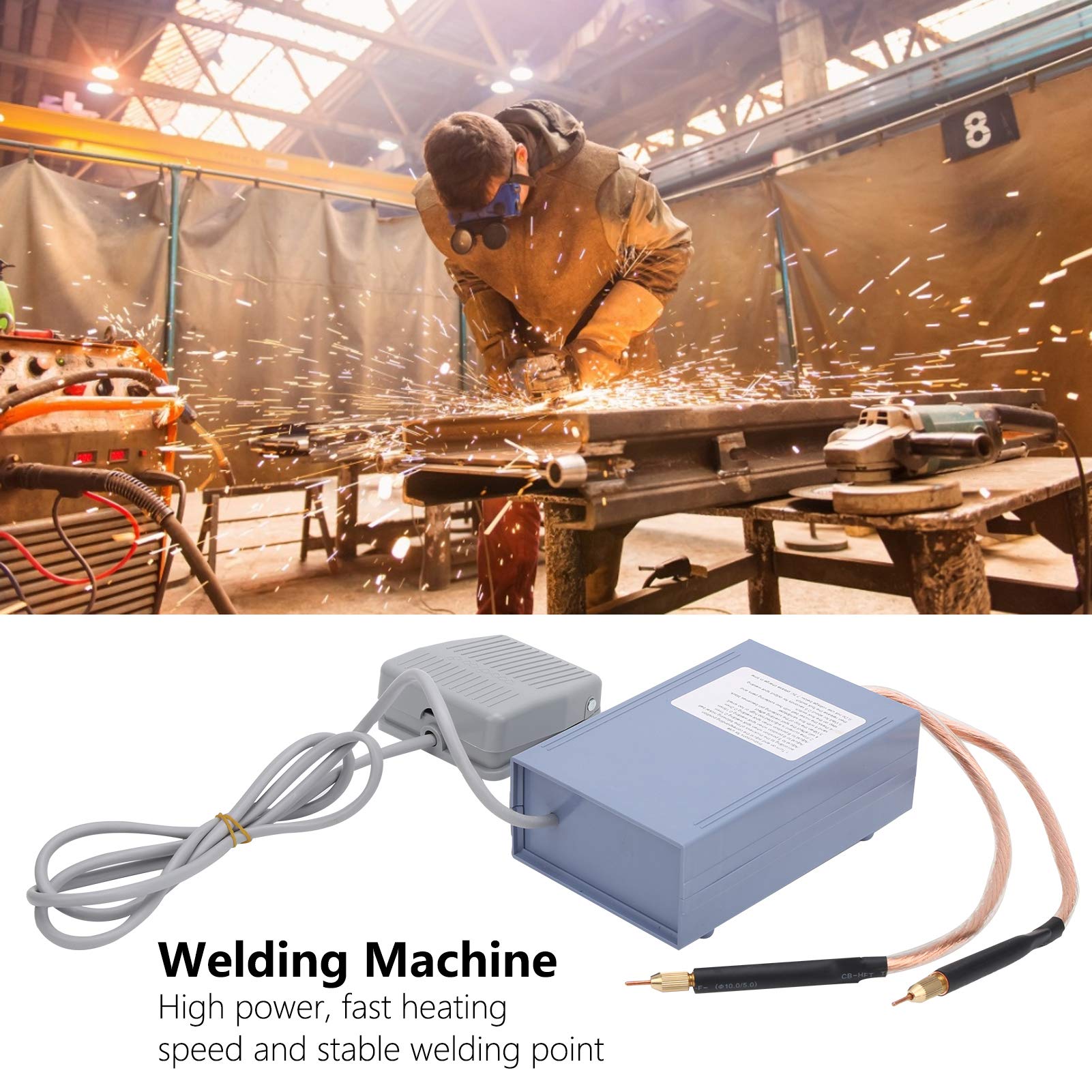 Junlucki Mini Spot Welder, 5000W Spot Welding Machine DIY Portable Adjustable Spot Welder Pen with Foot Switch Battery Spot Welder Spot Welding Equipment for 0.2MM Nickel Strip 18650 Battery(US)
