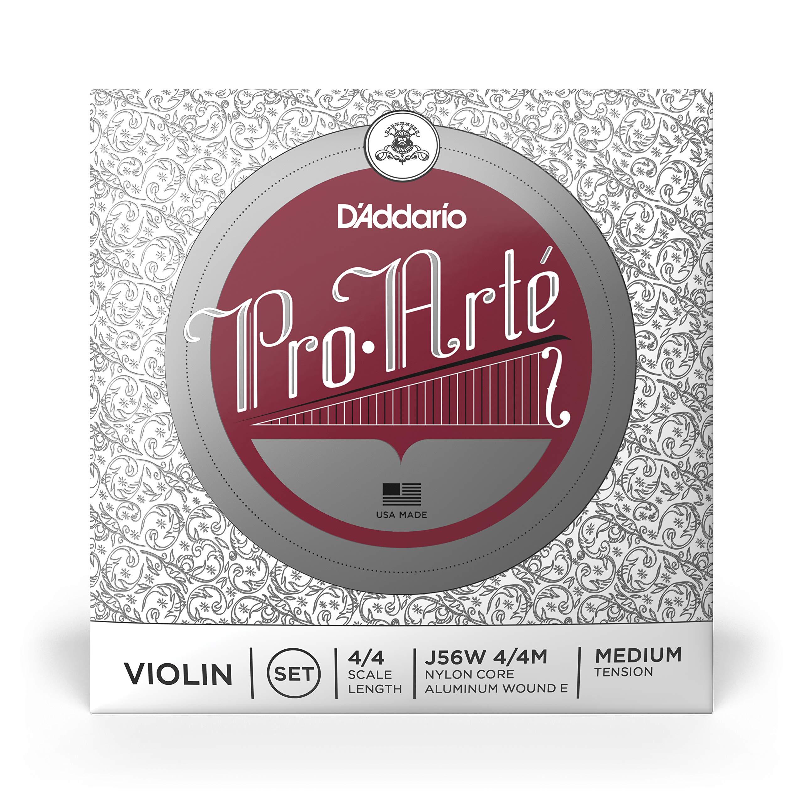 D'Addario Pro-Arte Violin String Set with Wound E, 4/4 Scale, Medium Tension