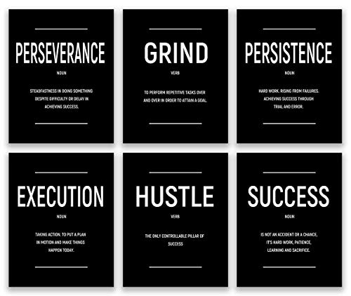Inspirational Wall Art, Office Wall Decor, Motivational Wall Art, Positive Quotes & Sayings Posters, Wall Art for Living room and Bedroom, Office Decor (Set of 6, 8X10in, Unframed)