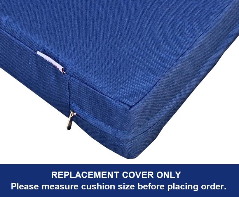 QQbed 2 Pack Outdoor Patio Chair Pillow Seat Washable Cushion Covers 20"X18"X4" Size - Replacement Covers Only (20"X18"X4" 2 Pack, Navy)