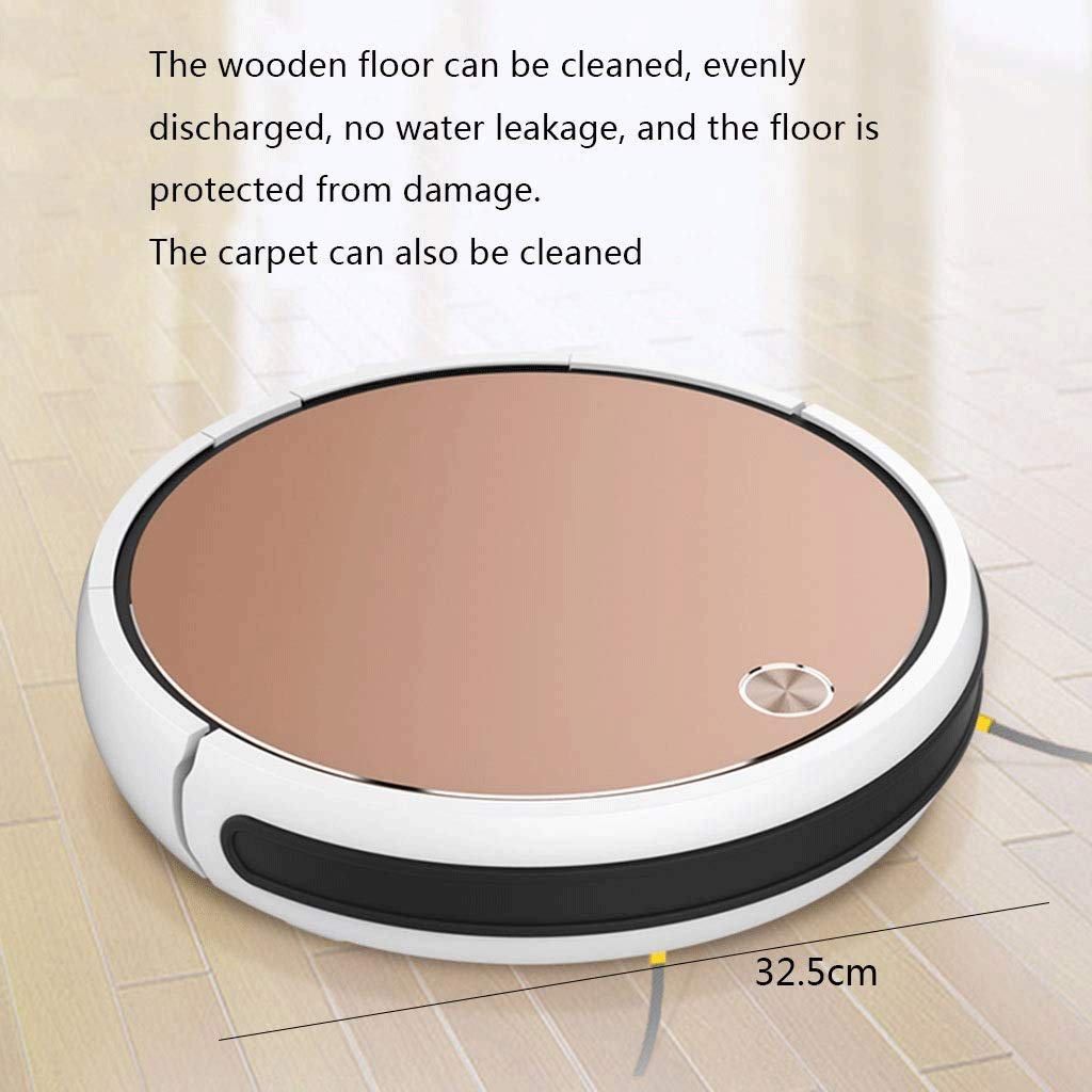 LHLLHL Robot Vacuum Cleaner, Super-Thin, Quiet, Self-Charging Robotic Vacuum Cleaner, Cleans Hard Floors to Medium-Pile Carpets (Color : Gold, Size : 32.5 * 32.5 * 8cm)