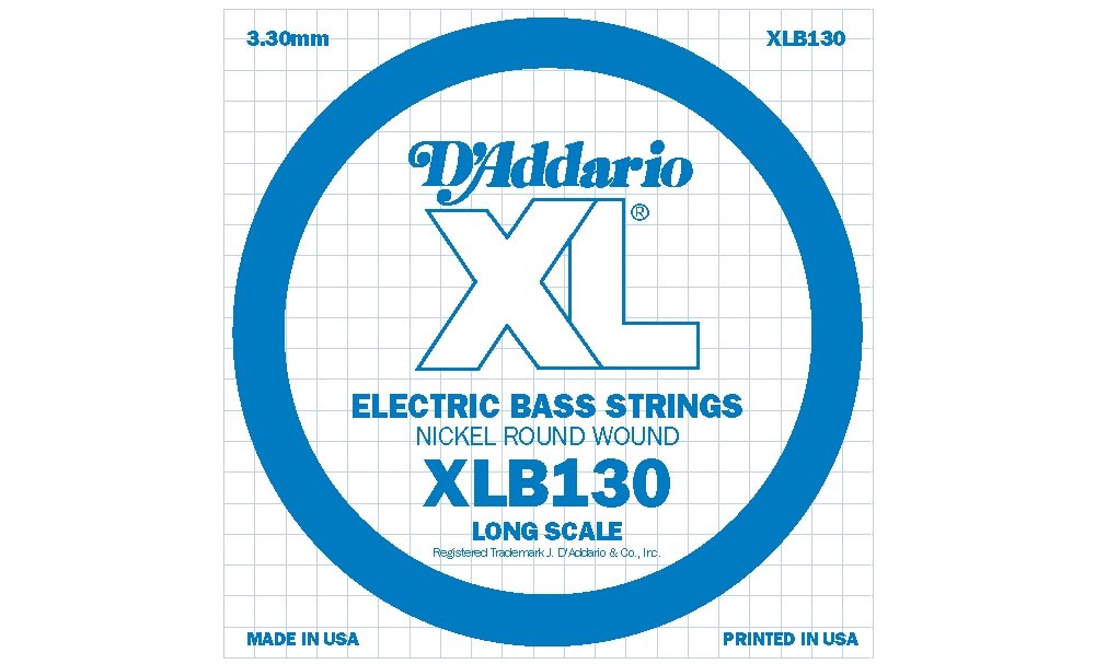 D'Addario XLB130 Nickel Wound Bass Guitar Single String, Long Scale, 130
