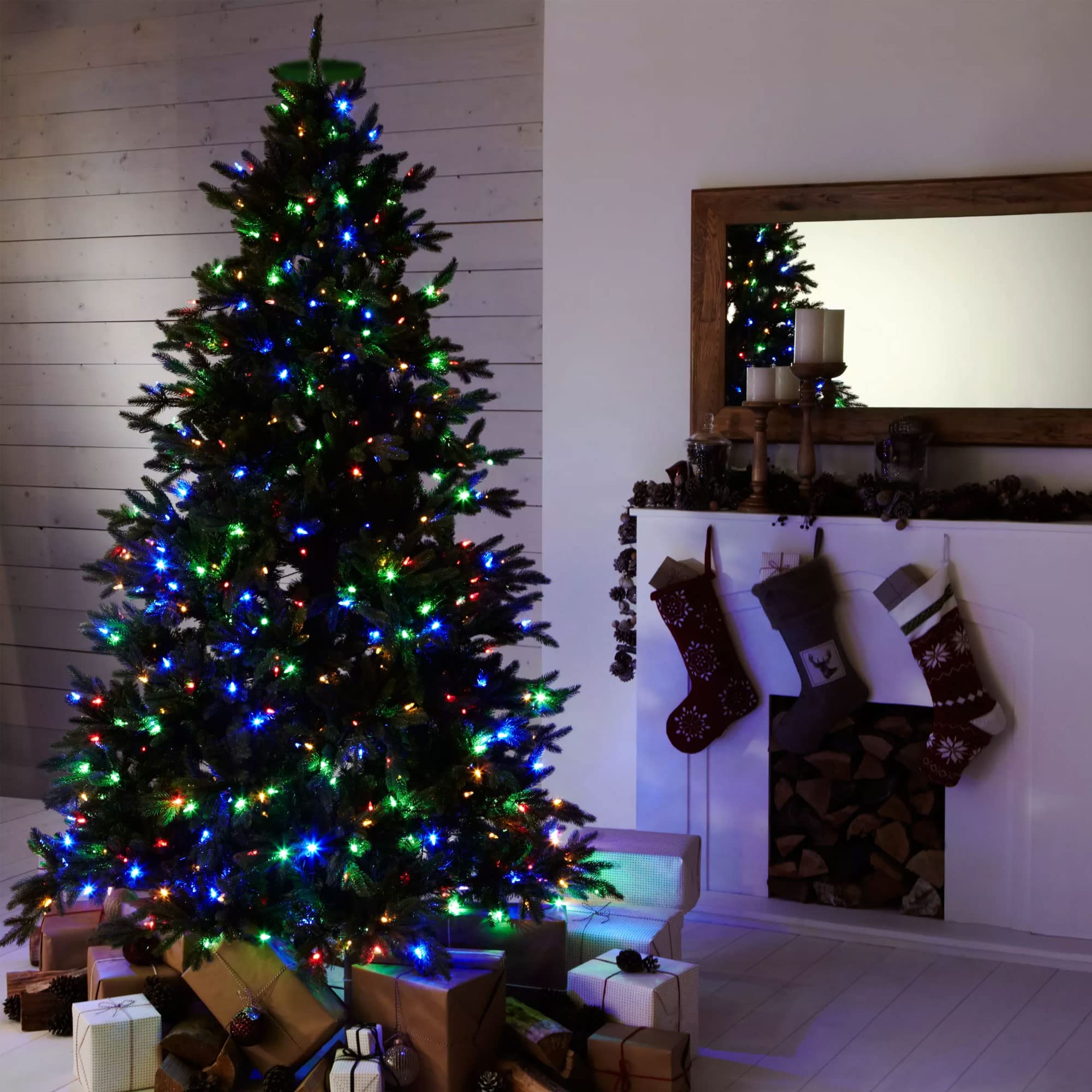 Dazzle Bright Christmas Tree Lights, 360 LED Waterfall Tree Topper Lights with Remote & 8 Lighting Modes, 9.8FT X 12 Lines Christmas Lights for Indoor Outdoor Yard Party Xmas Decoration (Warm White)