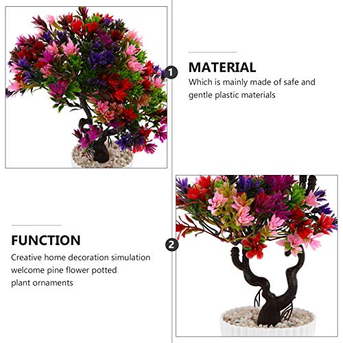 Happyyami Artificial Plants Indoor Artificial Bonsai Tree Fake Bonsai Juniper Tree Faux Potted Plant Bonsai Pine Tree Simulation Bonsai Plants for Greenery Office Home Decor Small Artificial Plants