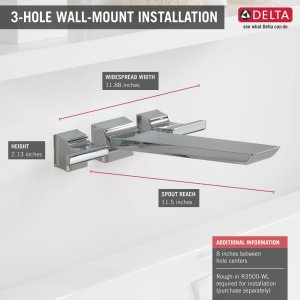Delta Faucet T5799-WL Pivotal Wall Mount Tub Filler Trim, Chrome
