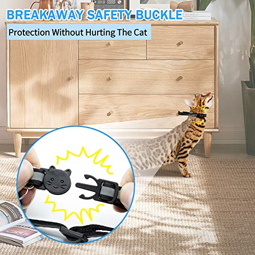 vyaji 4PCS Airtag Cat Collar - Cat Airtag Collar with Silicone Airtag Holder and Bell - Adjustable Double Layer Nylon Breakaway Cat Collars - 0.2in Reflective Strip