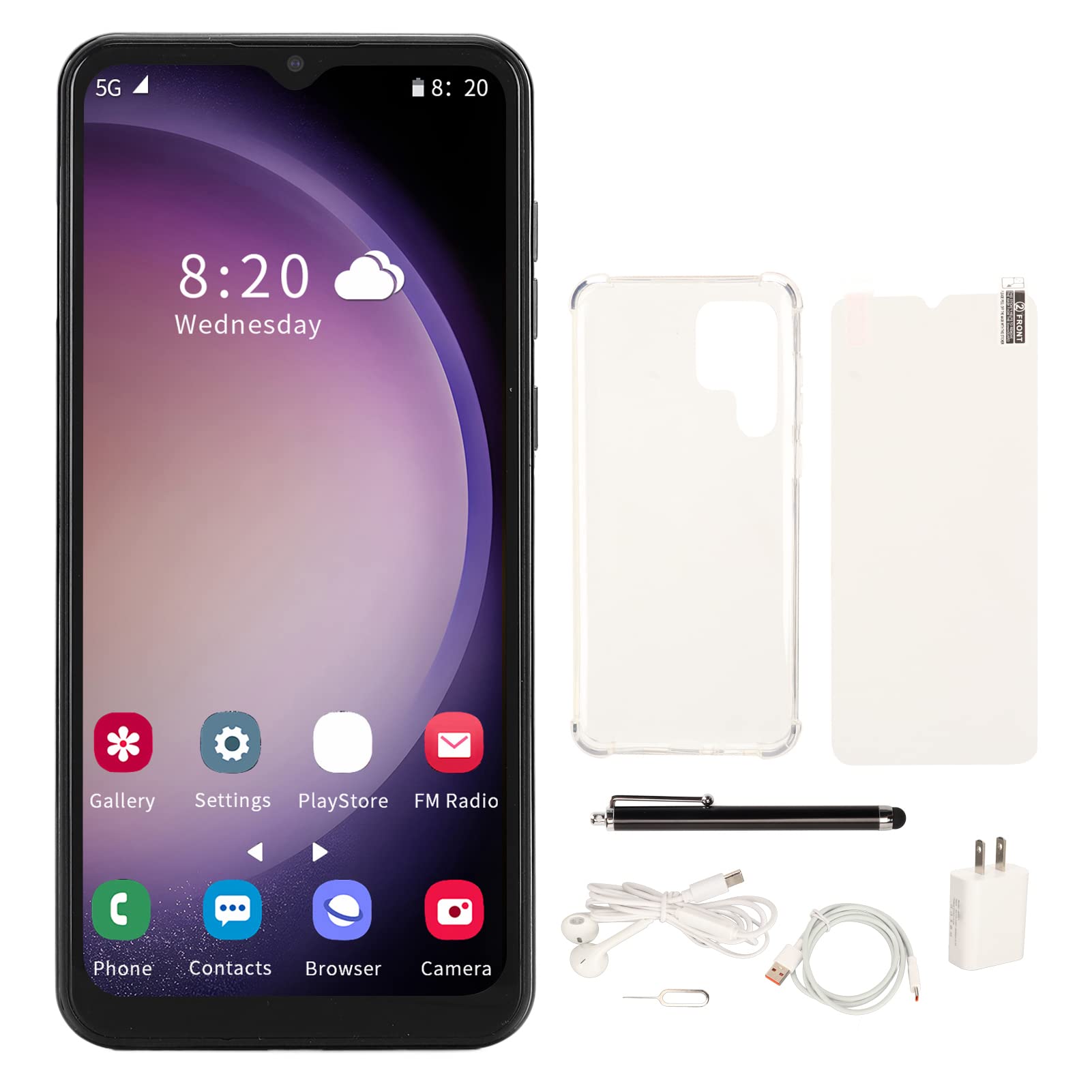 DAUZ Smart Phone, 6.52 Inch FHD & HD Screen, Unlocked Cell Phone Face Recognition for Phone Calls (US Plug)