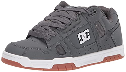 DC Men's Stag Low Top Skate Shoe, Grey/Gum, 10.5