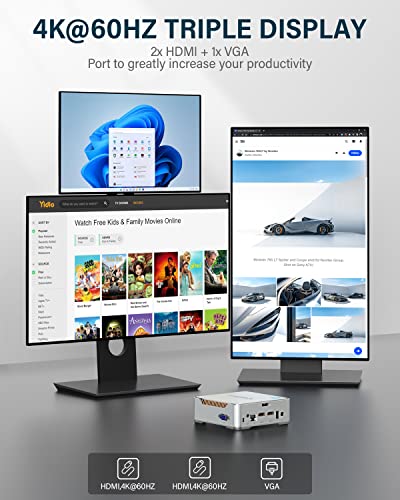 KAMRUI GK3 Plus Mini PC,12th Intel Alder Lake- N95 (up to 3.4GHz) 16GB RAM 512GB M.2 SSD Micro PC, Gigabit Ethernet, 4K UHD, Dual Wi-Fi, BT 4.2 Home/Business Mini Desktop Computer