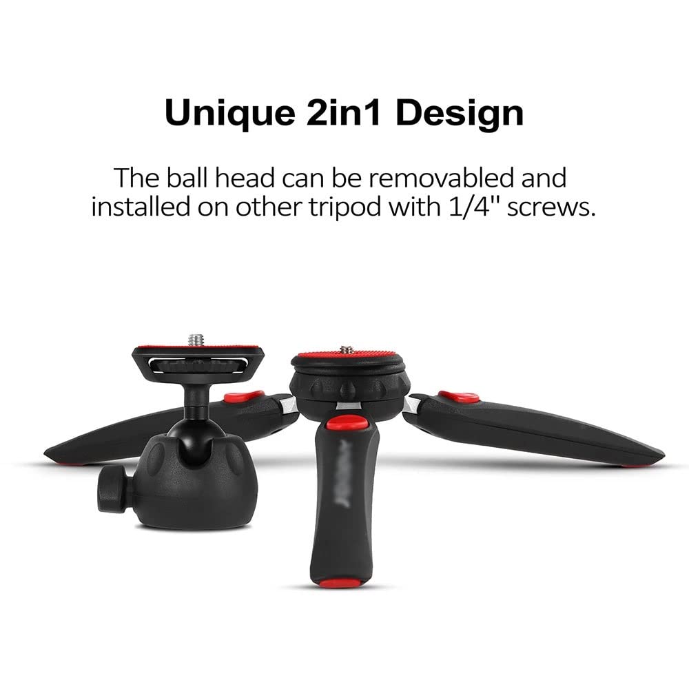 DSFEOIGY Mini Tabletop Tripod Phone Camera Tripod Portable Foldable with 1/4" Mounting Screw for DSLR/Mirrorless LED Video Light (Color : Black)