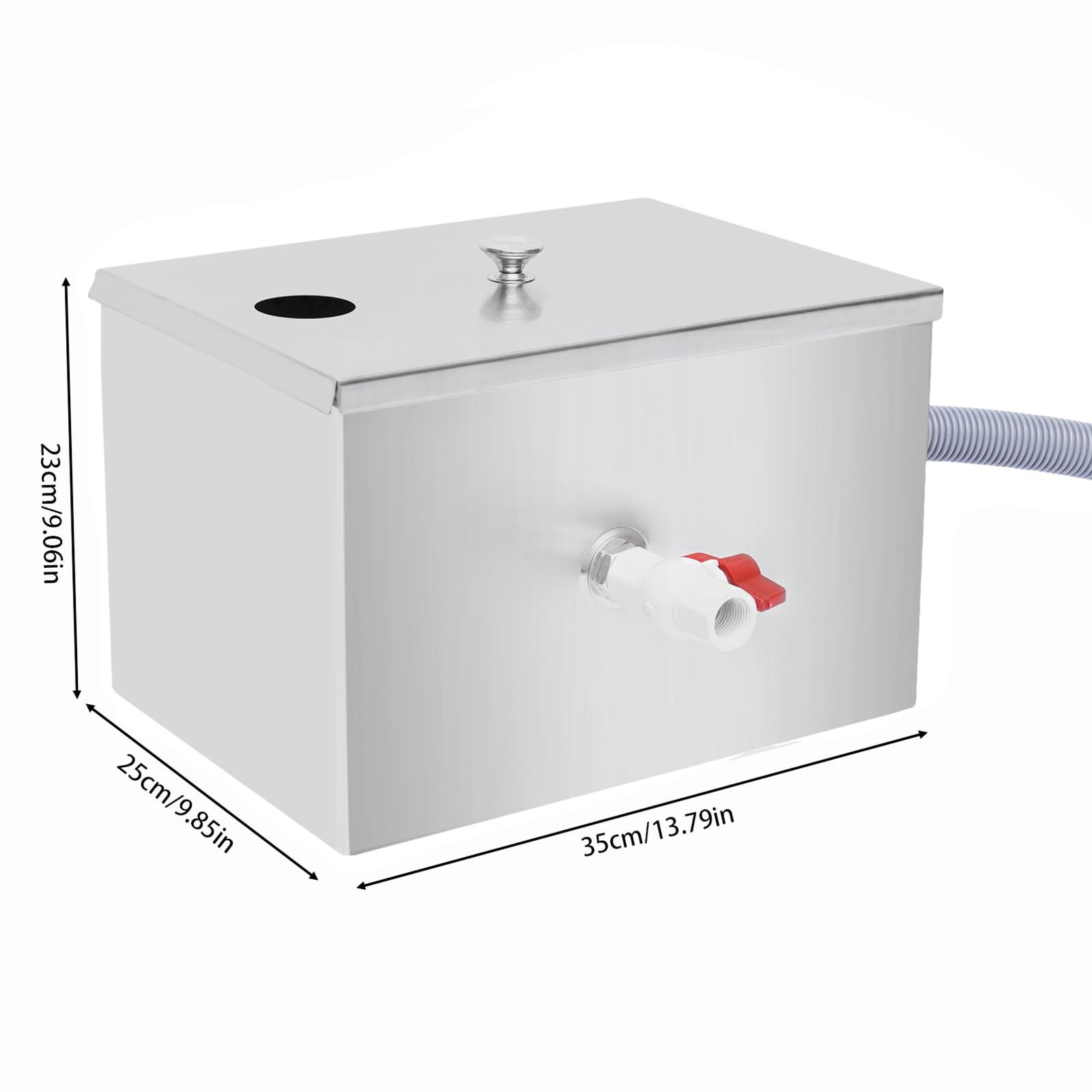 Grease Interceptor, Commercial Stainless Steel Grease Trap Under Sink Grease Trap Wastewater Interceptor for Restaurant, Factory, Home, Kitchen (35 * 25 * 23CM)