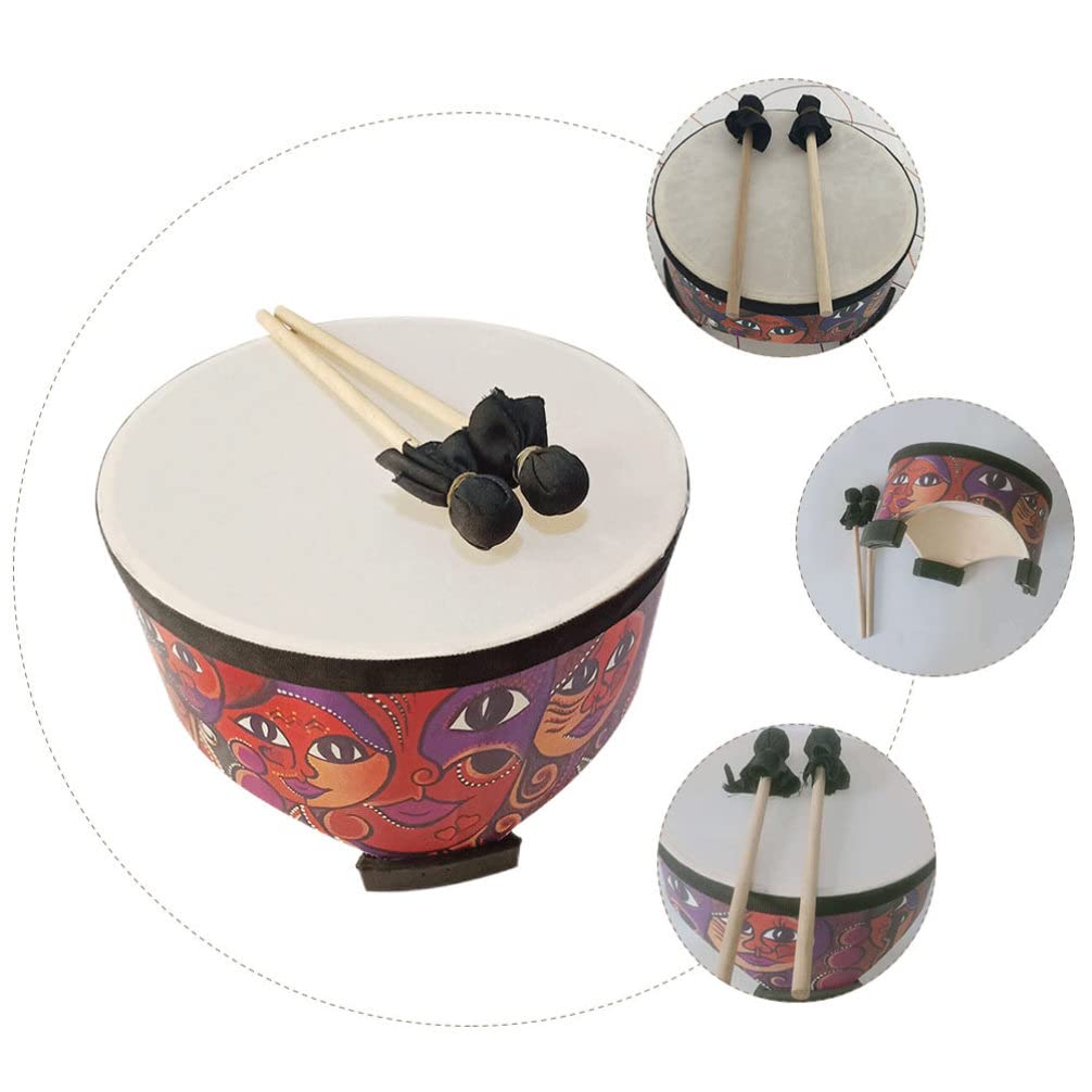 EXCEART 1 Set Kids Floor Tom Drum Percussion Instrument Music Drum Wooden Drum Toy with Drumstick for Children Educational Developmental Playthings