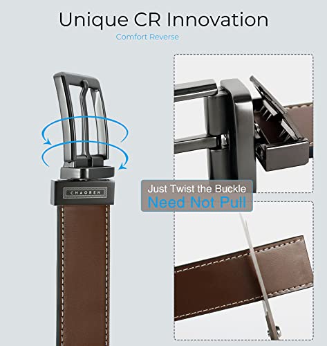 CHAOREN Mens Belts Leather Reversible - One Belt, Two Styles for Dress and Casual Wear