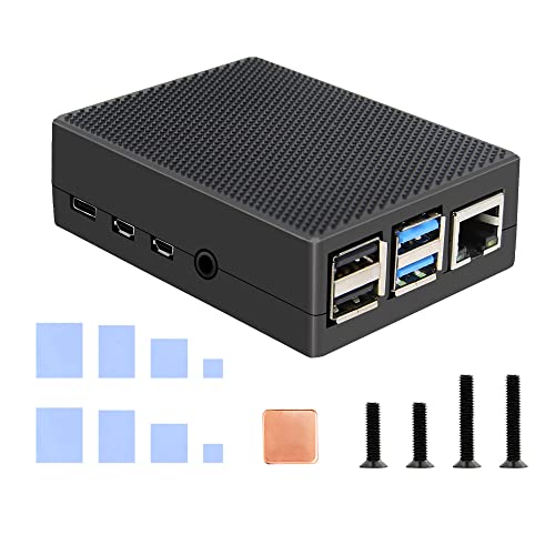 Geekworm for Raspberry Pi 4 Case (P330), Massage Heatsink Aluminum Alloy Passive Cooling Case Compatible with Raspberry Pi 4 Model B 8GB/4GB/2GB/1GB