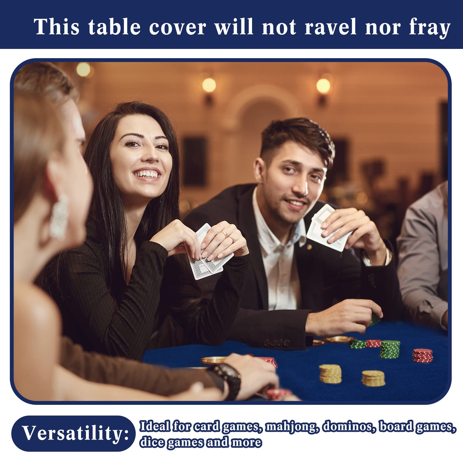 Frienda Game Table Cover Felt Game Tablecover Folding Tablecloth for Card Table for Playing Poker Cards Mahjong Jigsaw Puzzles Board Games, Table Not Included (Blue, 34 x 34 x 4 Inch)
