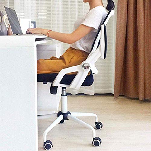 LUKEO Furniture Mid Back Black Mesh Swivel Ergonomic Task Office Chair with Flip Up Arms