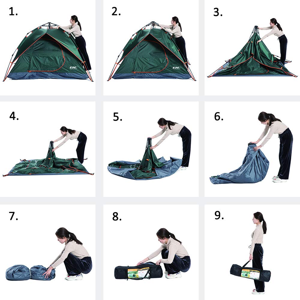 Diamond Candy Pop Up Tents for Camping 2-3 Person, 3000mm Waterproof Tent, Instant Setup in 60 Seconds, 2 Ventilated Mesh Doors, 8x7 ft Sun Shelter