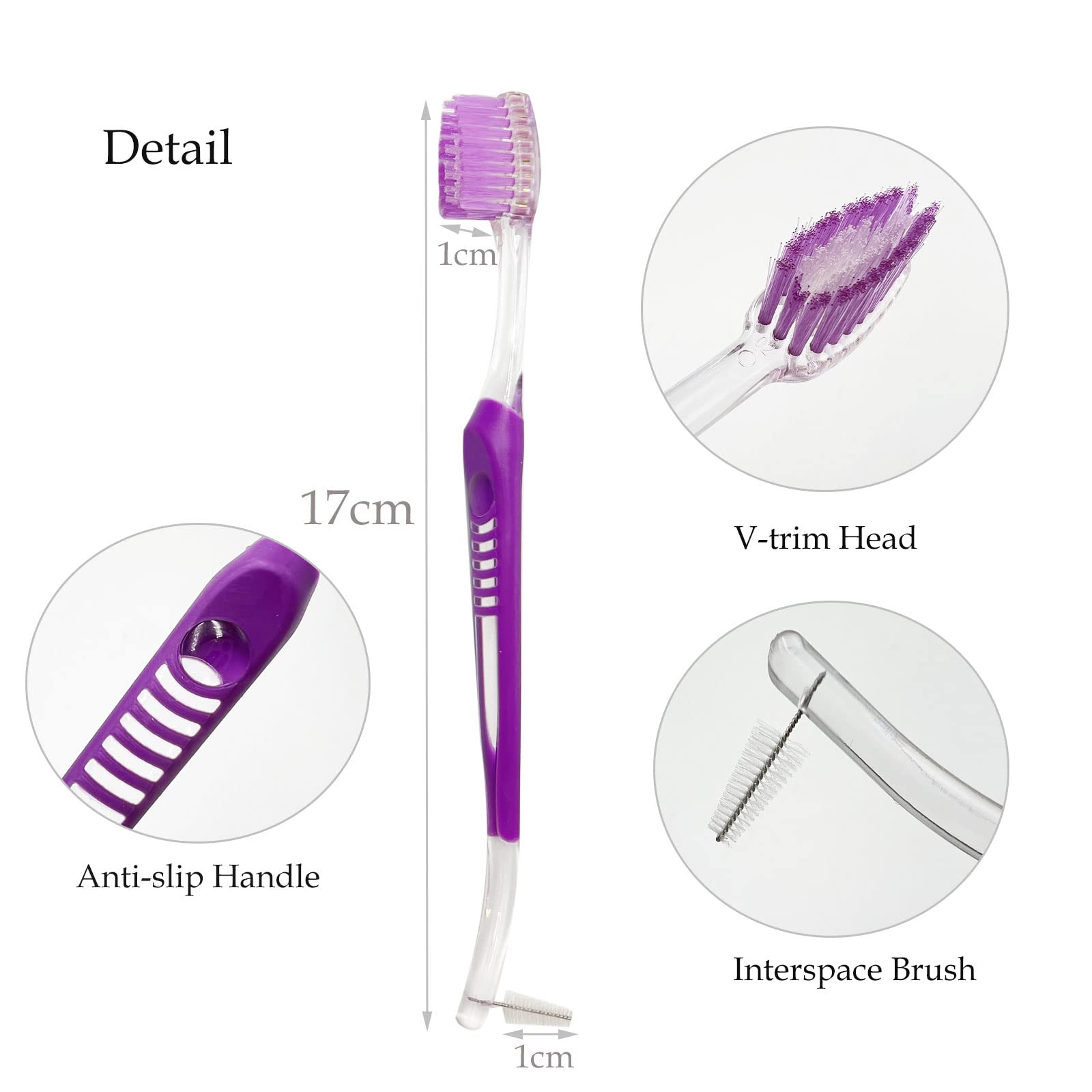 HRASY 5 Pcs Orthodontic Toothbrush Double-Ended Brush for Brace and Teeth Detail Cleaning, 5 Colors