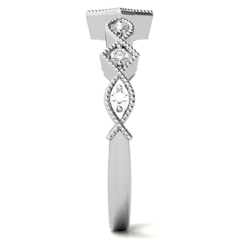 Excellent Round Brilliant Cut 0.16 Carat, Moissanite Diamond Promise Band, Prong Set, Eternity Sterling Silver Band, Valentine's Day Jewelry Gift for Her, Customized Band (4.5)