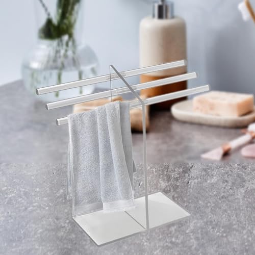 Generic Hand Towel Holder Clear Standing Acrylic Bathroom Organizer for Kitchen, 40cmx29cmx15cm