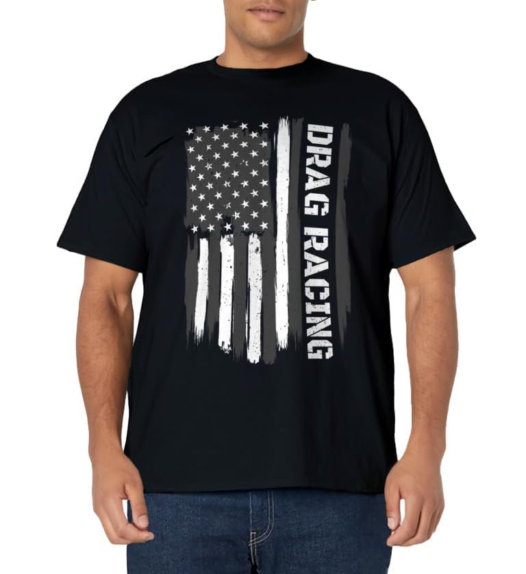 Drag Racing - American Flag Drag Racer Race Car Lover T-Shirt