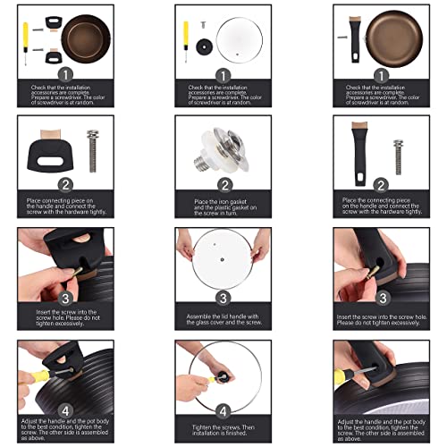 Pots and Pans Sets, Nonstick Cookware Set, Induction Pan Set, Chemical-Free Kitchen Sets, Saucepan, Frying Pan, Saute Pan, Black, 9 Pieces