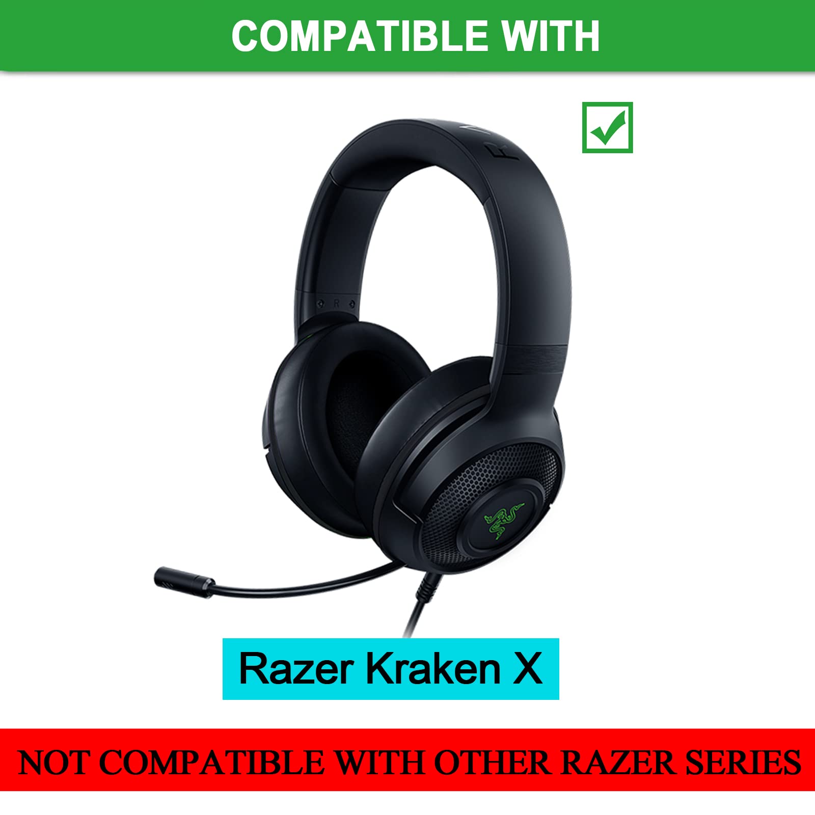 JECOBB Replacement Ear Cushion Cover with Protein Leather & Memory Foam for Razer Kraken X, Kraken X Ultralight, Kraken X Lite Headphone ONLY β Oval ( Pink )