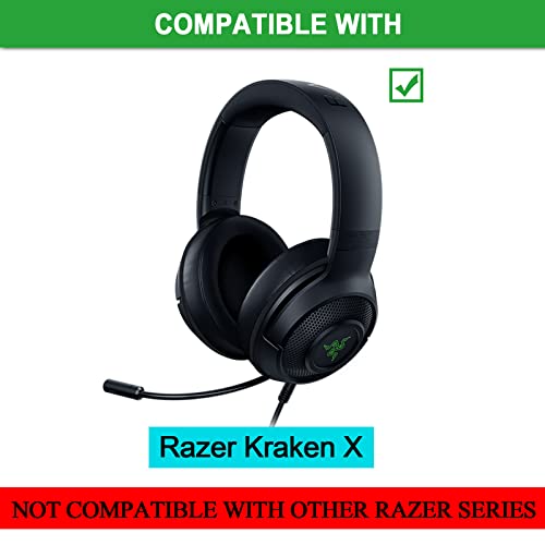 JECOBB Replacement Ear Cushion Cover with Protein Leather & Memory Foam for Razer Kraken X, Kraken X Ultralight, Kraken X Lite Headphone ONLY β Oval ( Grey )