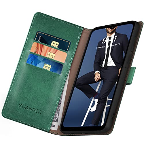 SUANPOT for Samsung Galaxy A14 5G Wallet case with RFID Blocking Credit Card Holder,Flip Book PU Leather Protective Cover Women Men for Samsung A14 Phone case(Sea Green)