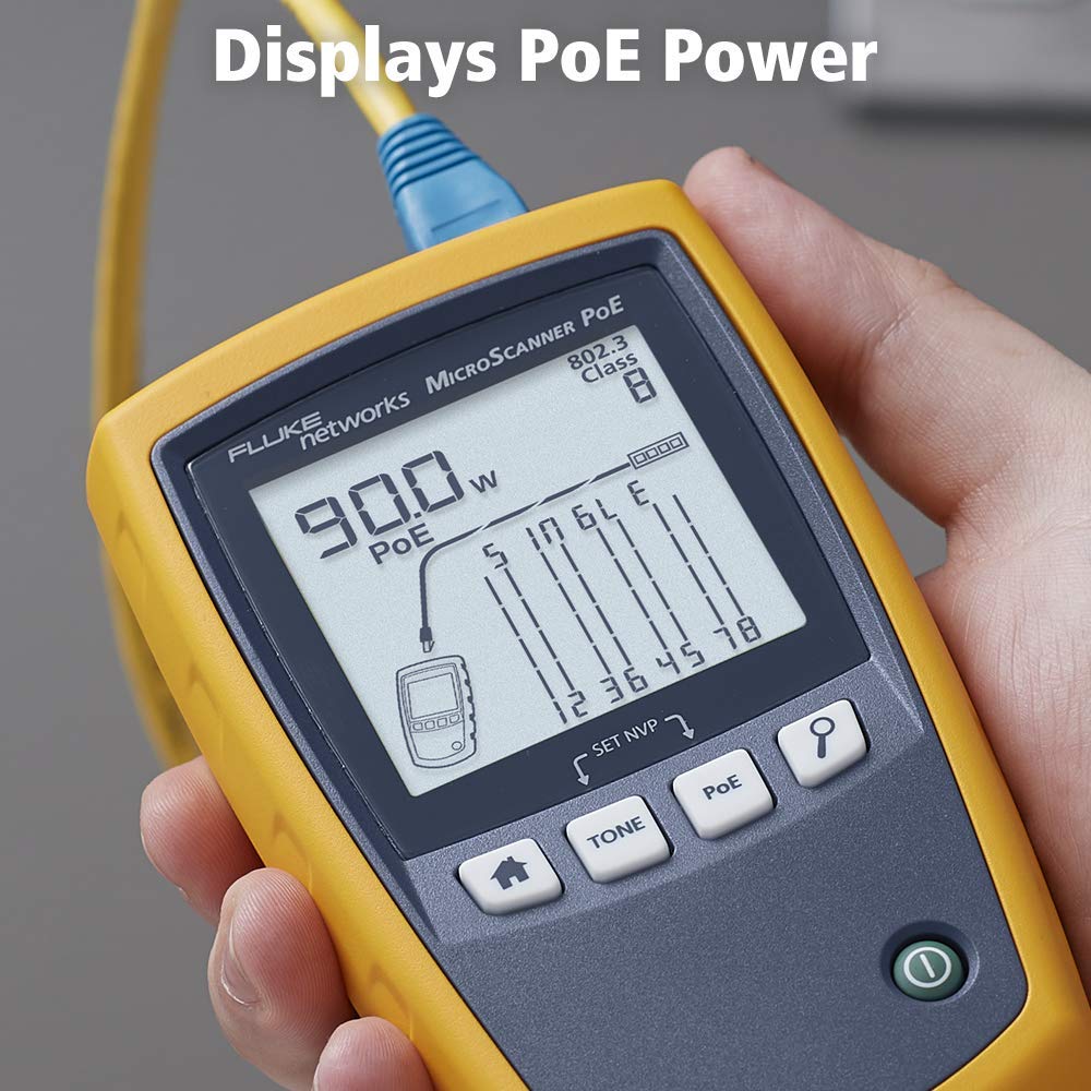 Fluke Networks - 5018513 MS-POE-KIT MicroScanner Copper Cable Verifier & PoE tester for RJ-45 Category 5-6A Ethernet Cables, Includes IntelliTone Pro 200 & Remote ID Kit