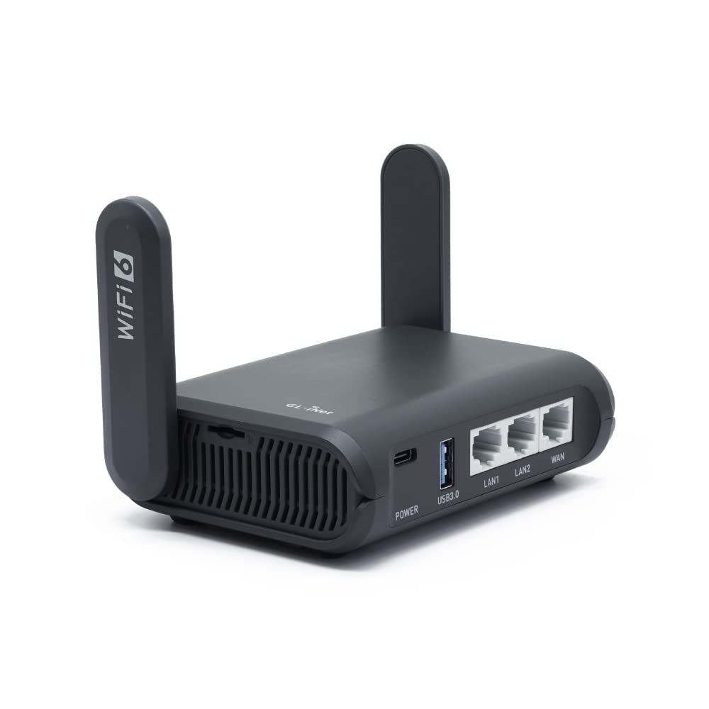 GL.iNet GL-AXT1800 (Slate AX) Pocket-Sized Wi-Fi 6 Gigabit Travel Router & Gadget Organizer Case (Grey)