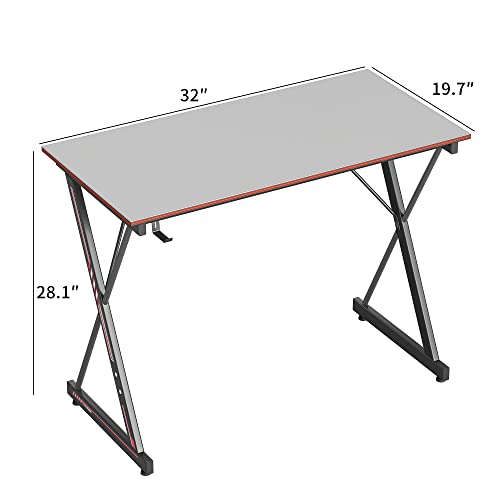 CubiCubi Gaming Desk 32 Inch PC Computer Desk, Home Office Desk Table Gamer Workstation, Simple Game Table, Gray