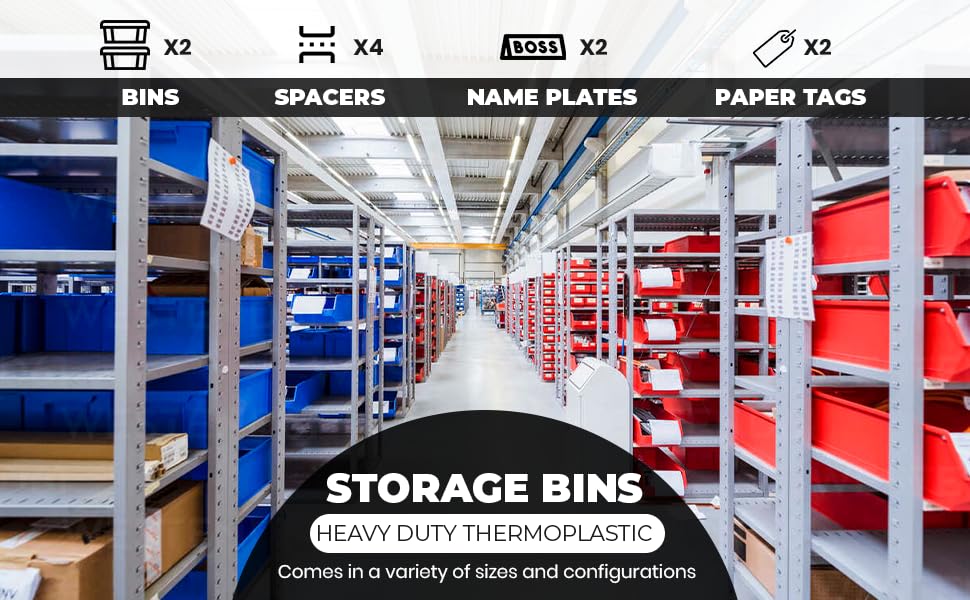 DJC Supply Heavy duty thermoplastic storage bin organizer, Stackable, Hangable, Side-connect (GREY (8 PACK), MEDIUM 5.9" X 9.4" X 4.9")